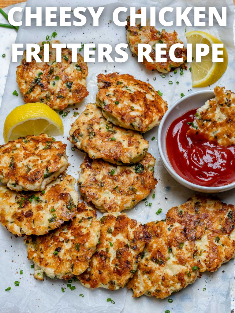 Cheesy Chicken Fritters - Blondelish.com
